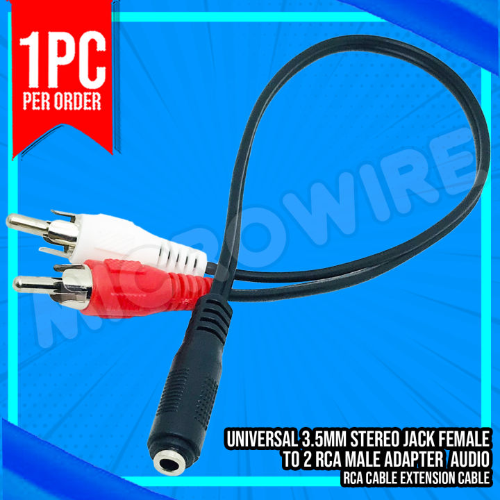 UNIVERSAL 3.5MM STEREO JACK FEMALE TO 2 RCA MALE ADAPTER AUDIO RCA ...