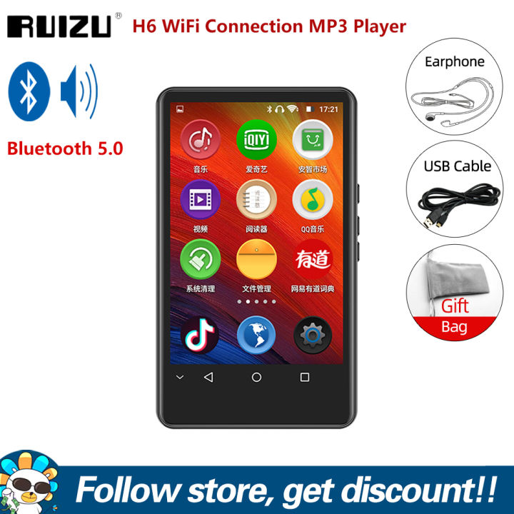 RUIZU H6การเชื่อมต่อ WiFi MP3เครื่องเล่นหน้าจอใหญ่4.0นิ้วระบบ Android ...