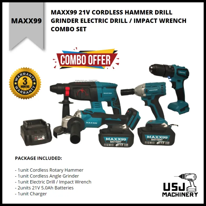 MEG PRO / MAXX99 21V Cordless Hammer Drill Grinder Electric Drill ...