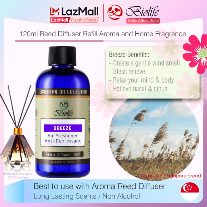 Biolife Breeze Reed Diffuser Refill , Essential Oil Aromatherapy, Long ...