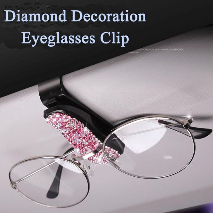 Vl33h Multifunction Sunglasses Diamond Decoration Clip Bill Clip Verhicle Note Clip Sun Visor