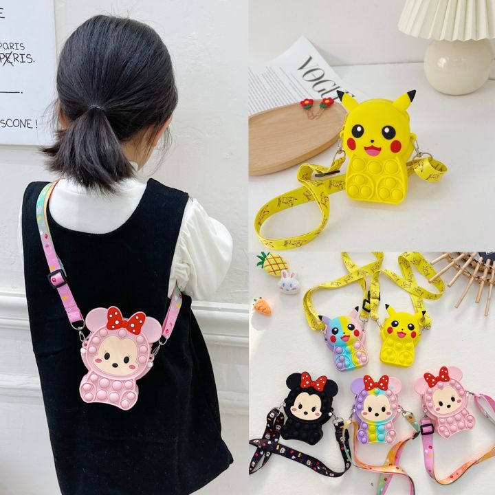 Rainbow Pop It Fidget Kids Toy Shoulder Bag Hit Push Bubble Stress ...