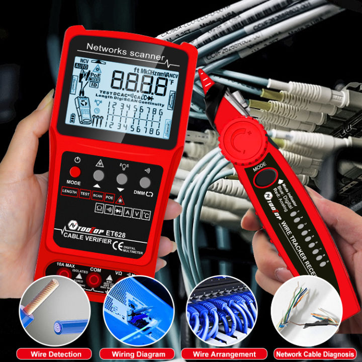 TOOLTOP 3 in 1 Network Cable Tester + Multimeter + Red Light Pen ...