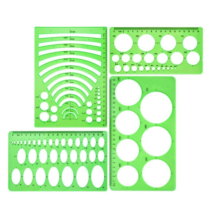 4 Pieces Template Plastic Rulers Circle Oval Circle Radius Drawing ...