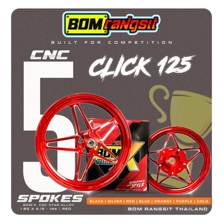 Bom Rangsit Lynx CNC Mags | Honda Click | BomX | Star Mags 14s 5 Spokes ...