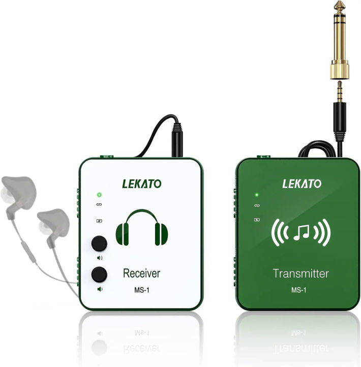 LEKATO Wireless IEM System with Transmitter Receiver Wireless in-Ear Monitor System 2.4Ghz ...