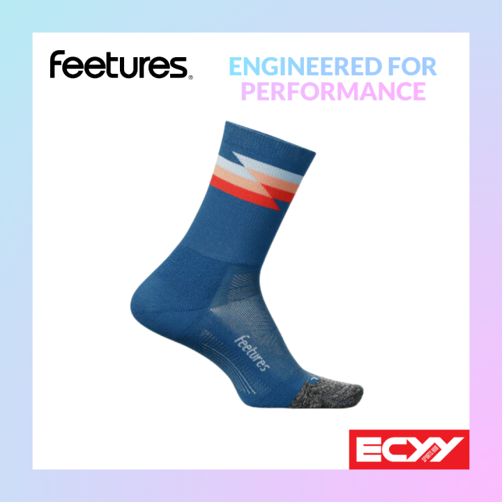 FEETURES Elite Light Cushion Mini Crew Synthwave Blue Running Socks ...