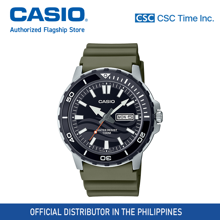 Casio (MTD-125D-3AVDF) Brown Resin Strap 100 Meter Date Display Watch ...