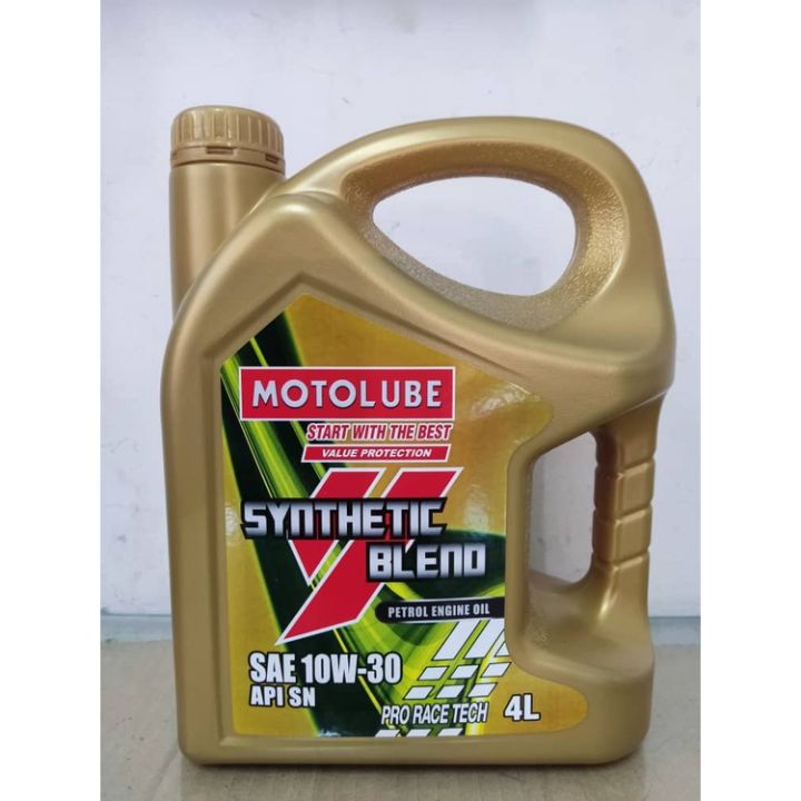 MOTOLUBE Semi Synthetic Petrol Engine oil 10W-30 SN 4L Minyak Hitam ...
