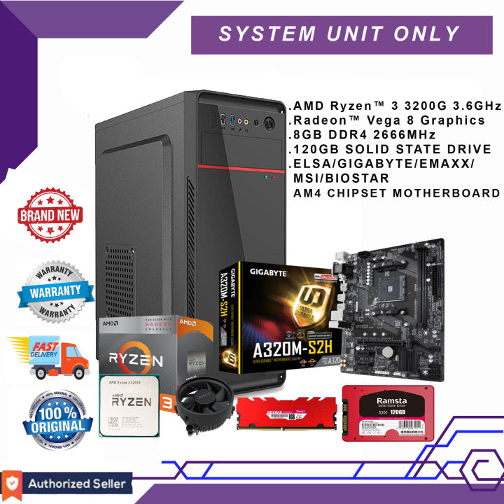 AMD Ryzen 3 3200G 8GB DDR4/128GB SSD SYSTEM UNIT ONLY NEW | Lazada PH
