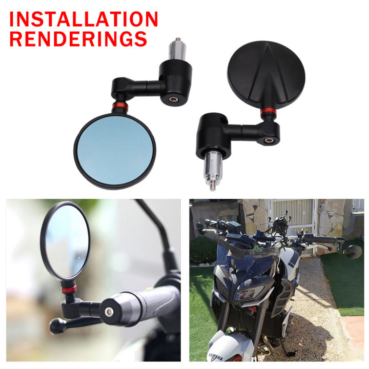 3 inch round side mirror for motorcycle Universal Bar End Folding Round ...