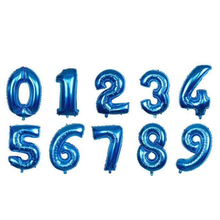 BALON ANGKA BIRU POLOS 80CM / BALON FOIL ANGKA 80CM / BALON ANGKA JUMBO ...
