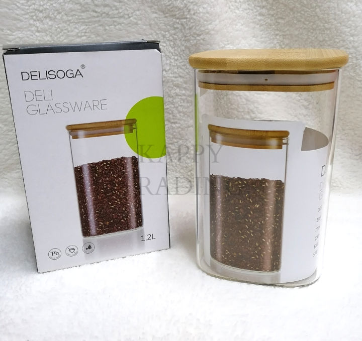 DELISOGA Canister Jar with Wooden Lid 1.2L GPG16-1200 | Lazada PH