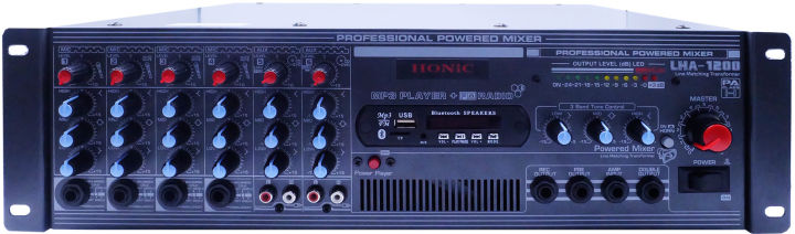 HONIC LHA1200BT Power Mixer (Class H) มี Line 70-100-150 V.กำลังขยาย 850 W.Bluetooth/ FM/ USB ...