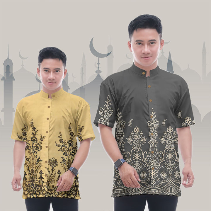 Muslim Shirts For Men New Vintage Stand-up Collar Shirt Casual Summer ...