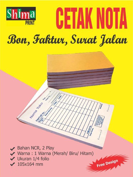 paket 20 buku cetak nota, bon, faktur, surat jalan | Lazada Indonesia