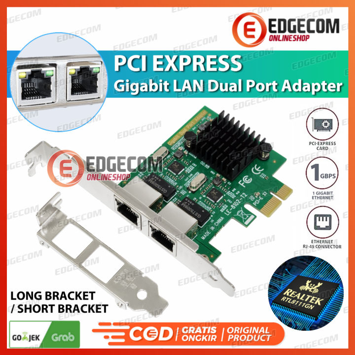 PCI Express / Gigabit LAN Adapter 1000Mbps Ethernet Card RJ45 2 PORT ...