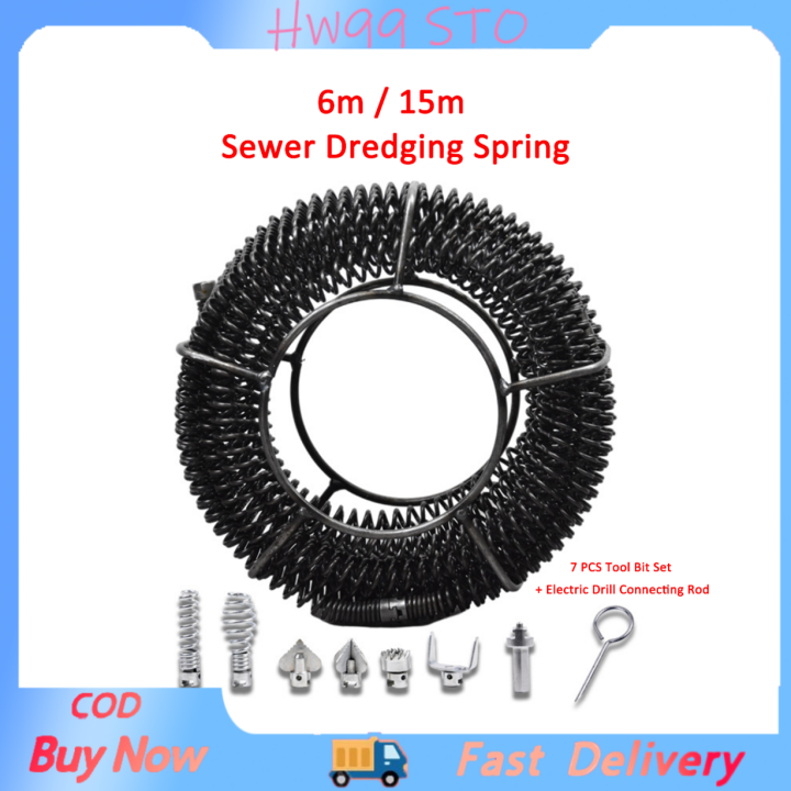 6m / 15m Sewer Dredging Spring Electric Drill Drain Cleaner Machine ...