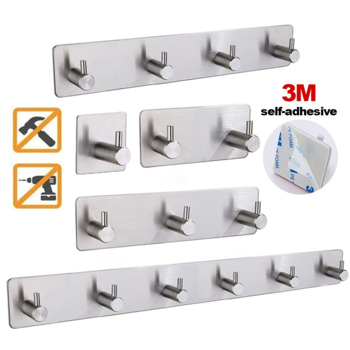 【1-3 Day Fast Delivery】] 304 Stainless Steel Hook 3M Self Adhesive Hook ...