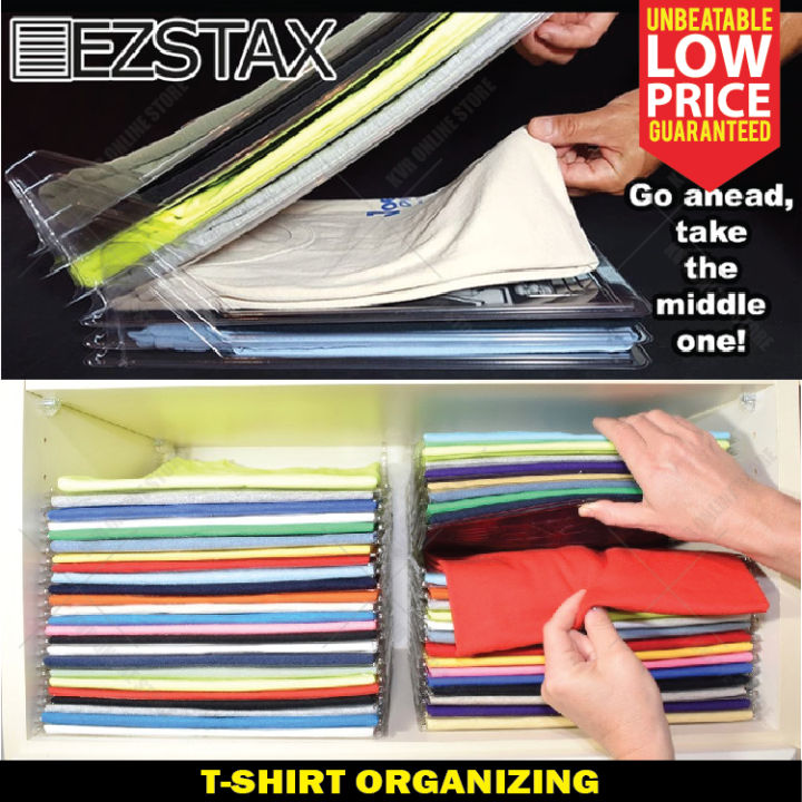 EZSTAX T-Shirt File Organizing System Storage Rack Neat Stack 10 Pack | Lazada