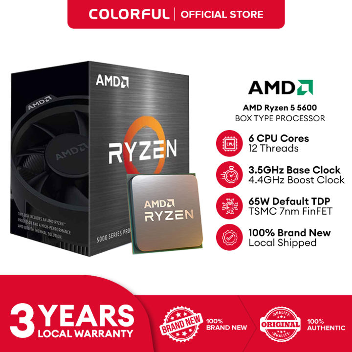 AMD Ryzen 5 5600 Boxed Desktop Processor (w/ AMD Wraith Stealth Cooler) | Lazada