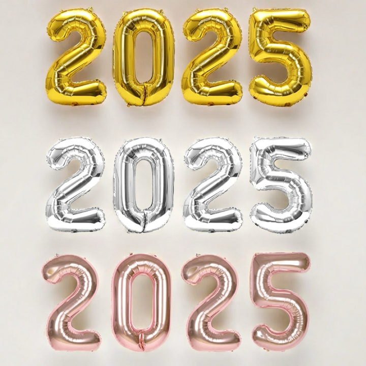 32 inch number balloons 2025 set aluminum film balloon New Year party ...