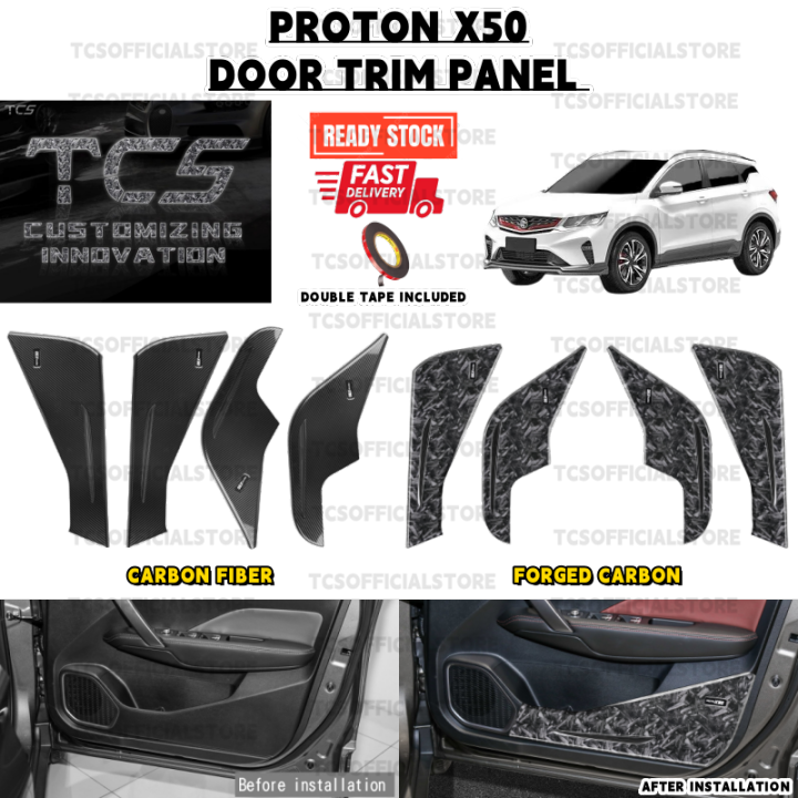TCS PROTON X50 FORGED CARBON CAR DOOR TRIM ANTI KICK PANEL ACCESSORIES ...