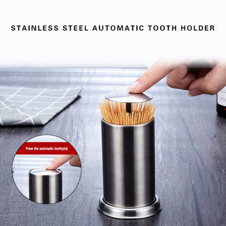 Push-type high-end hotel toothpick box automatic pop-up stainless steel ...