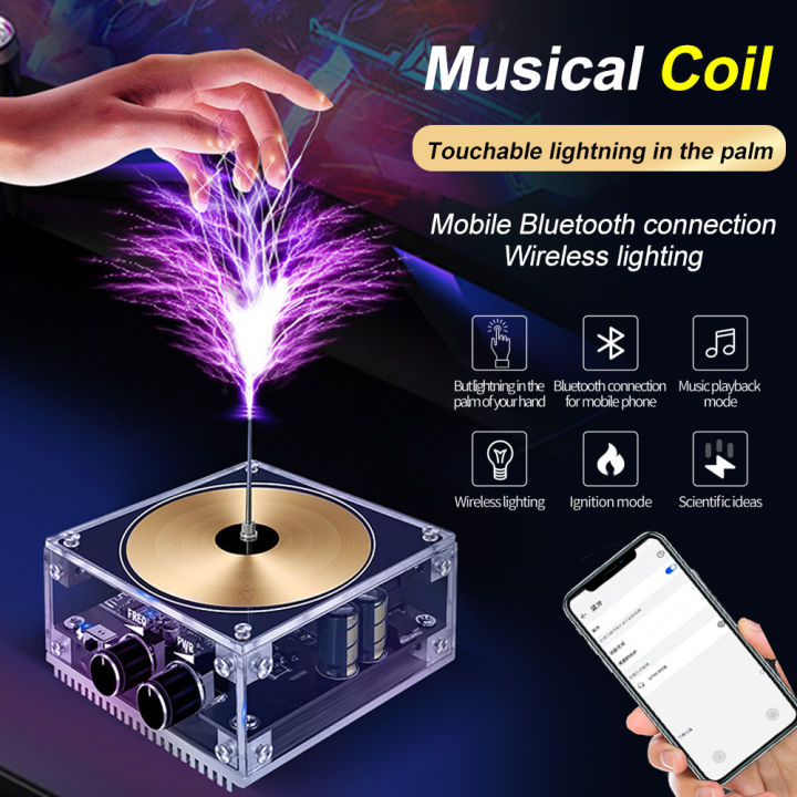 ดนตรี Tesla Coil Bluetooth Music COIL ลำโพงสัมผัสประดิษฐ์ Lightning ...