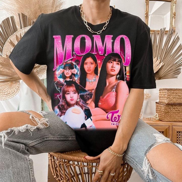 [100% Cotton] Twice Momo เสื้อยืด ลาย Kpop Merch สไตล์เรโทร ของขวัญสําหรับเขา และเขา | Lazada.co.th