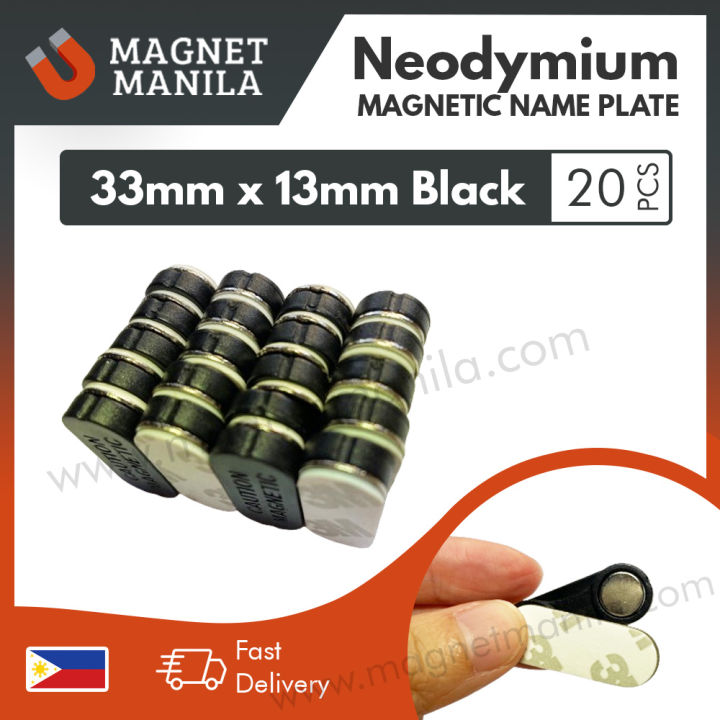 20 pcs Magnetic Badge Name Plate - 33mm x 13mm Black Super Strong ...