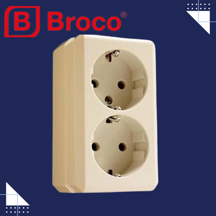BROCO STOP KONTAK 2 LUBANG OUTBOW OB BROCO 15420 CREAM / BROCO NEW GEE STOP KONTAK COLOKAN ARDE ...