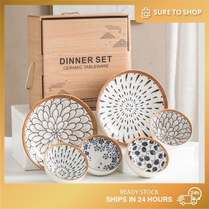 Dinner Set Japanese Bamboo Style Bowl Ceramic Bowl Microwave Ceramic ...