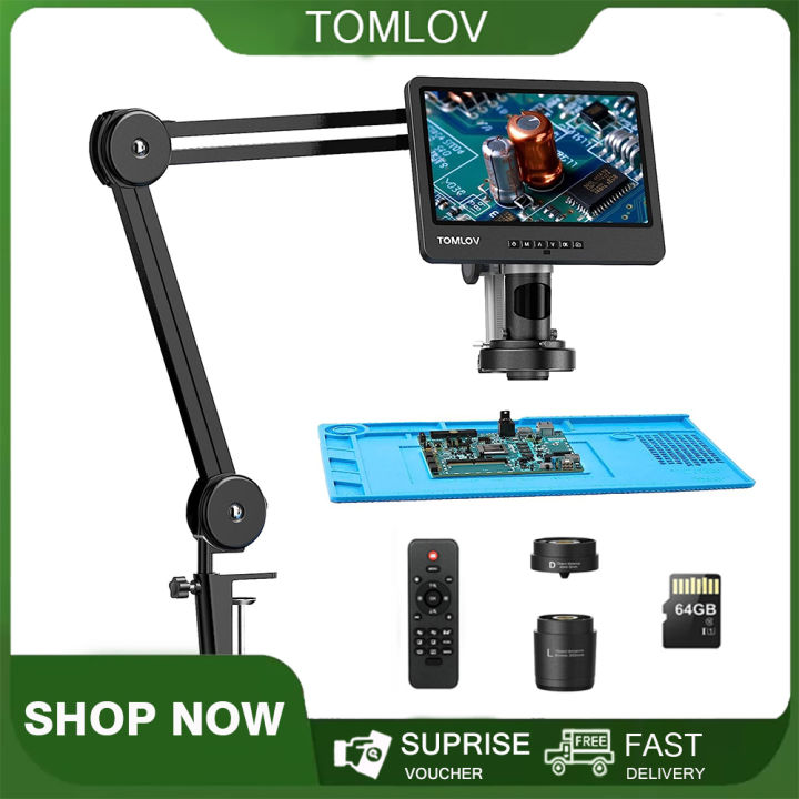 TOMLOV DM602 HDMI Digital Microscope with Flexible Arm Bracket, 2000X ...