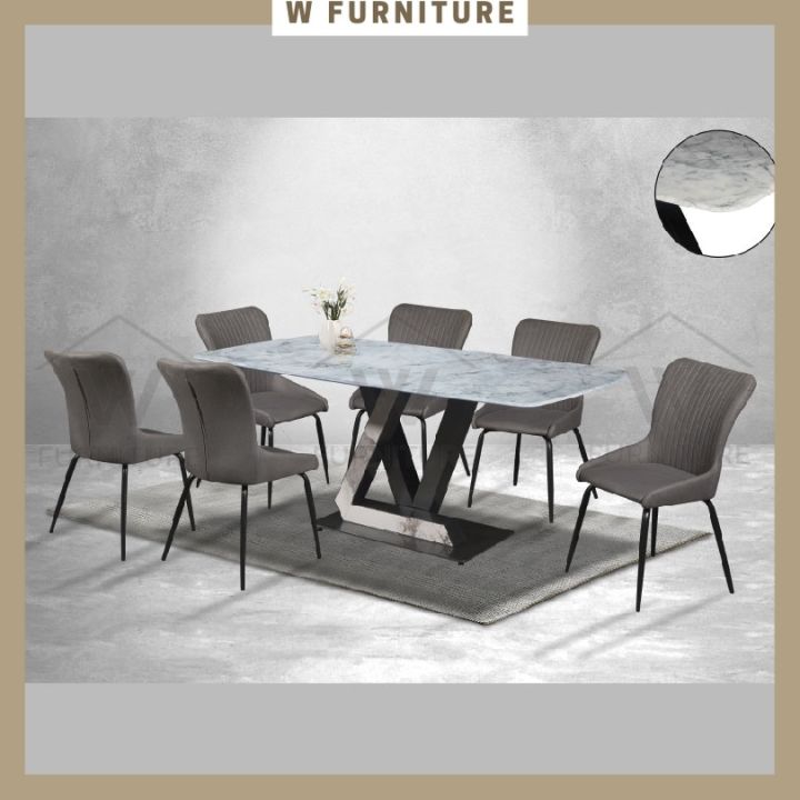 WFURNITURE Natural Crystal Modern Style Dining Table/ Ceramic Meja ...
