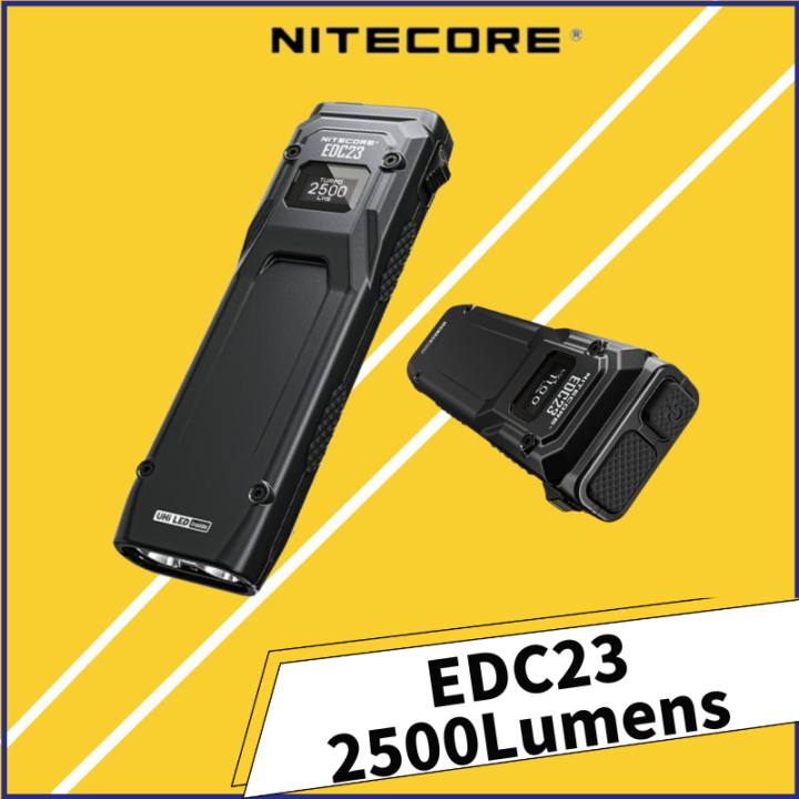 NITECORE EDC23 Ultra Slim EDC Flashight 2500 Lumens USB-C Rechargeable Pocket Small Troch Light ...