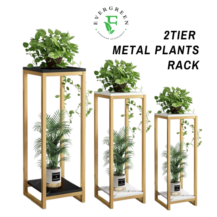 【SG Evergreen】2-Tier Modern Plant Shelf Metal Plant Rack Tall Plant ...