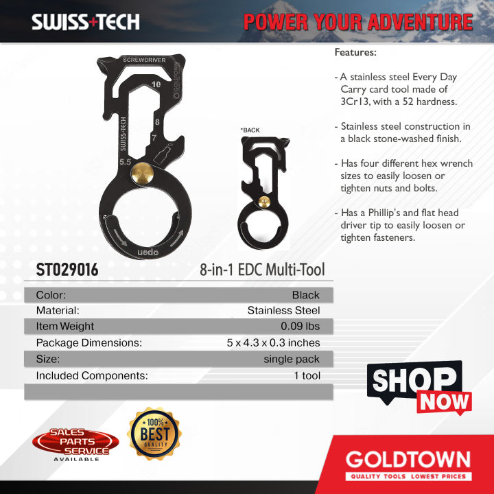 Original - Swisstech 8-in-1 EDC Multi-Tool w/ Carabiner Clip ST029016 | Lazada PH