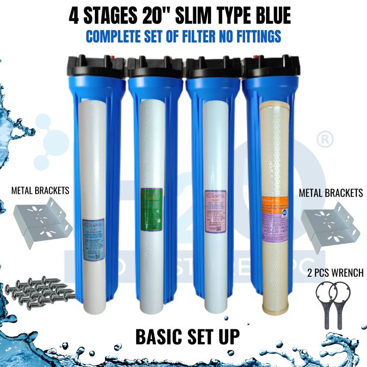 Water Purifier for Home 4 Stages 20" Slim for Faucet Complete Set of ...