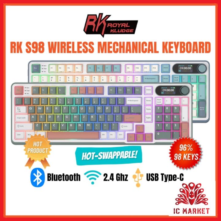 【SG】 Royal Kludge RK S98 Hot Swappable BT Wireless RGB Mechanical ...