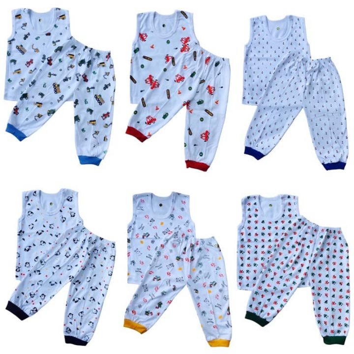 3pairs Cotton White Terno-Muscle-Pajama for BOY Kids 0-to-5yrs Old ...