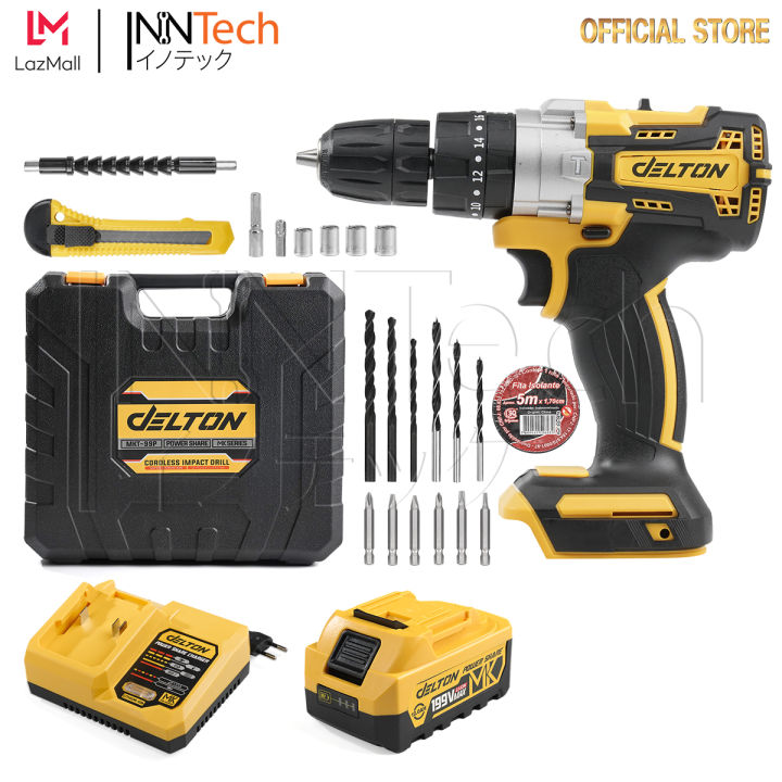 DELTON สว่านไร้สาย สว่านกระแทก สว่านแบต ไร้สาย 3 ระบบ 199V รุ่นใหม่ แบตเตอรี่พาวเวอร์แชร์ MK ...