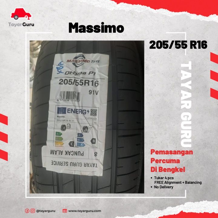 Massimo 205/55R16 Tayar Baru (Installation) 205 55 16 New Tyre Tire ...