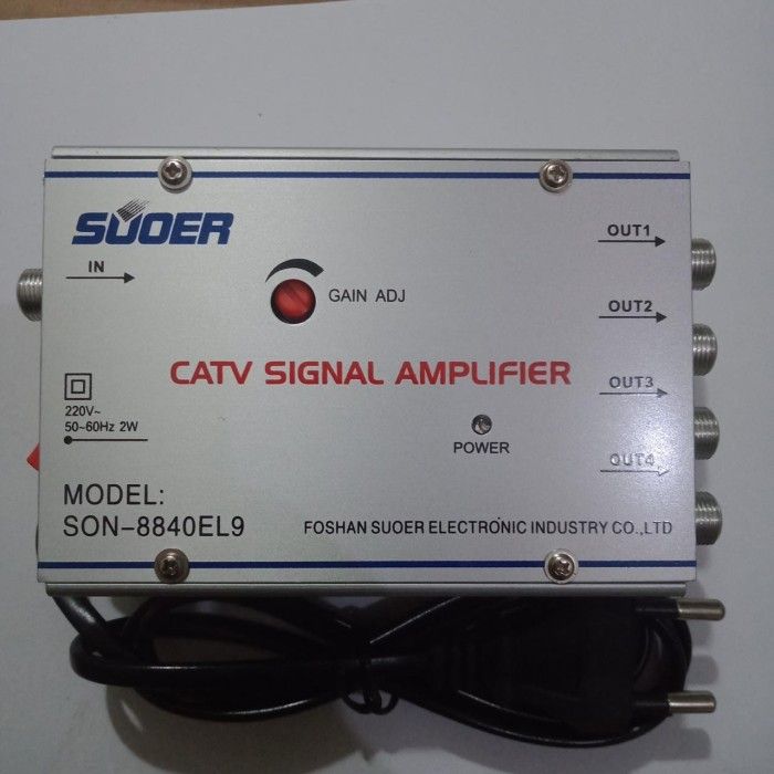 RAYDEN CATV SIGNAL AMPLIFIER 4 WAY 40DBI / SPLITTER PENGUAT SINYAL TV ...