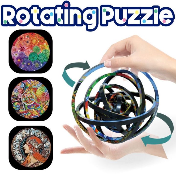 DSFSK DIY 3D Rotating Puzzle Cat 360° Rotating Spinners Ball Jigsaw ...