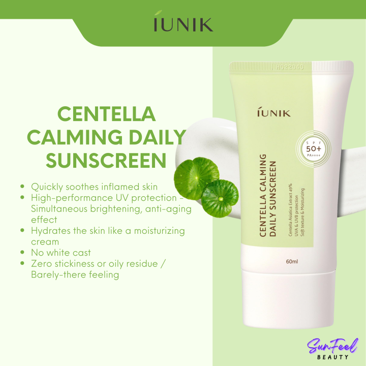IUNIK Centella Calming Daily Sunscreen SPF50+ PA++++ 15ml / 60ml | Lazada