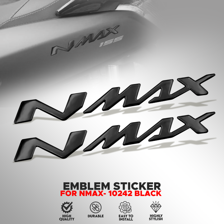 YAMAHA NMAX 3D EMBOSSED STICKER LOGO ONE PAIR RESIN GEL TYPE SILVER ...