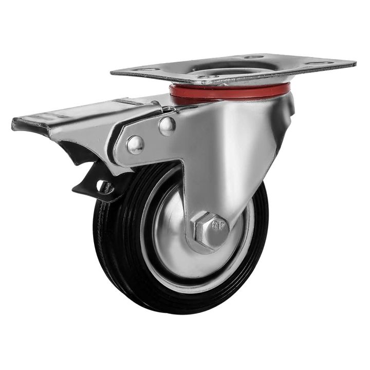 Roda Karet 3 Inch Hidup Rem - Roda Kastor Etalase Troli Trolley 75 mm ...