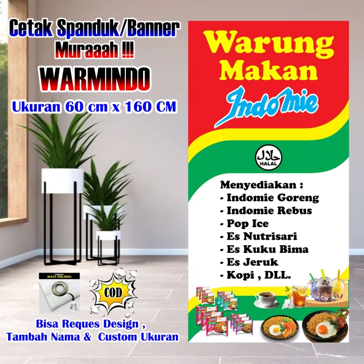 Spanduk Banner Warmindo Ukuran 160 cm x 60 cm | Lazada Indonesia