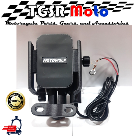 Motowolf Cellphone Holder V3 w/ Charger Clamp & Mirror Type | Lazada PH